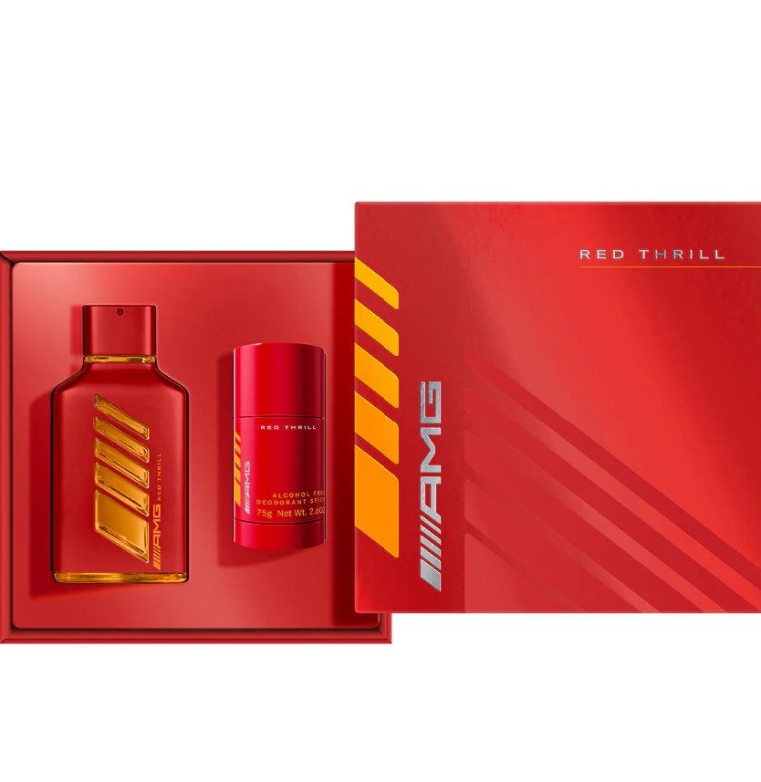MERCEDES BENZ AMG RED THRILL (M) SET EDP 100 ml + ALCOHOL FREE DEO ...